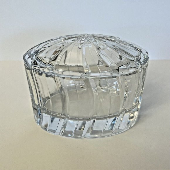 Crystal | Accents | Vintage Heavy Crystal Glass Trinket Box Jewelry ...
